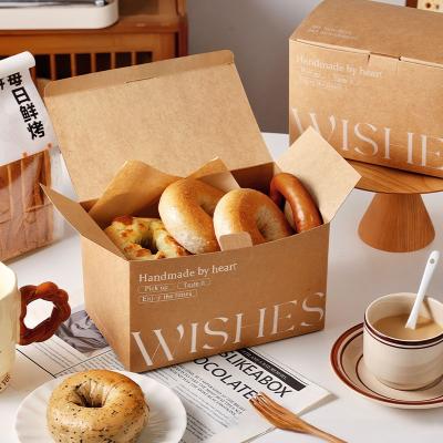 China Fresh Daily Kraft Toast Box Eco Friendly Bakery Packaging Natural Brown Paper for sale