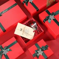 China Red Lid Packaging Box With Black Bow Gift Packaging Box Fixed Paper Box Gift Box Wholesale for sale