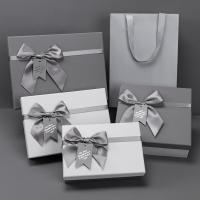 China Premium Gray Gift Box Set Luxury Satin Ribbon Packaging Birthday  Special Occasion Presentation for sale