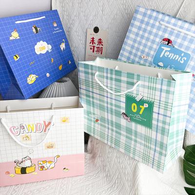 China Cartoon Cat Illustration Gift Bag Item Storage Packaging Paper Bag Gift Portable Tote Packaging Bag for sale