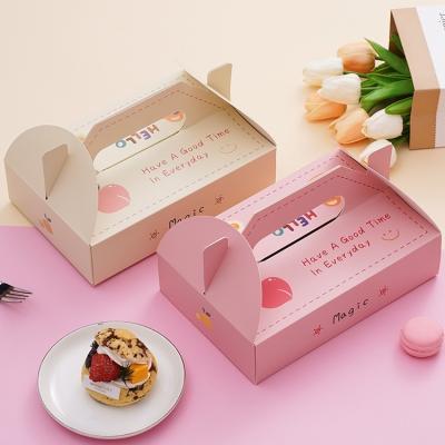 China Bakery Box Packaging Pink Cream French Pastry Boxes Premium Bakery Gift Boxes for sale