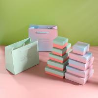 China Jewelry Box Set Holographic Valentines Packaging Sponge Lined Ring Case  Matching Gift Bags With Rope Handles for sale