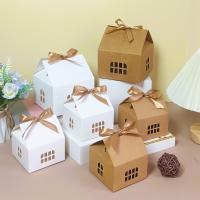 China Gingerbread House Gift Box Set Kraft White Holiday Packaging Ribbon Tied Window Design Christmas Cookie Boxes for sale