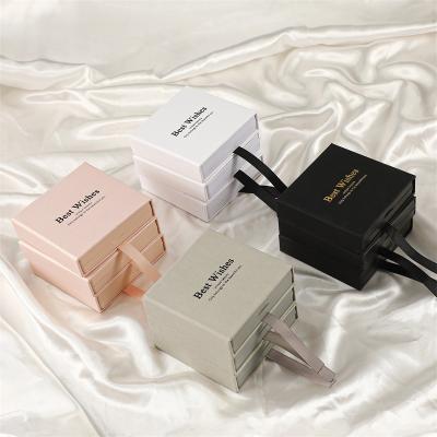 China PE Suspension Jewelry Box Premium Floating Display Packaging Transparent Film Window Custom Logo for sale