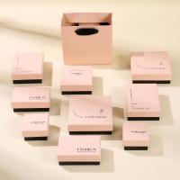 China Pink Bracelet Box Necklace Ring Custom Jewelry Packaging Box Earring Box Wholesale for sale