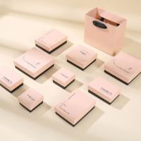 China Pink Bracelet Box Necklace Ring Custom Jewelry Packaging Box Earring Box Wholesale for sale