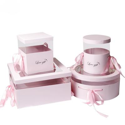 China Hexagon Jewelry Box Double Door Transparent Display Valentines Day Flower Packaging Customizable Keepsake Box for sale