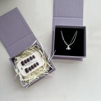China Purple Square Magnetic Gift Box Flip Cover Birthday Jewelry Gift Box Necklace Packaging Box for sale