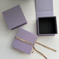 China Purple Square Magnetic Gift Box Flip Cover Birthday Jewelry Gift Box Necklace Packaging Box for sale