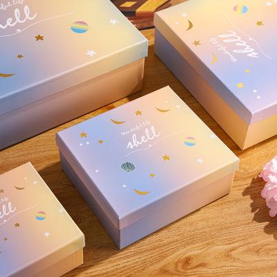 China Gradient Gift Packaging Paper Box Birthday Gift Souvenir Gift Box Creative World Cover Gift Box for sale