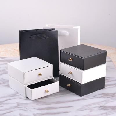 China Luxury Jewelry Drawer Box Set Premium Pull Out Storage Gifting Solution Sleek Black White Design Velvet Lined Interior for sale