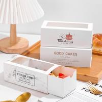 China Swiss Roll Box Transparent Drawer Window Packaging Long Strip Cake Container Bakery Display Box for sale
