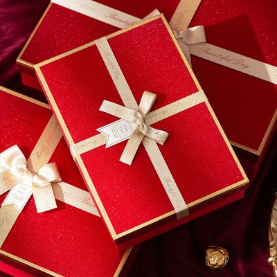 China Red Gift Box Gift Box Bow High-End Gift Box Mother'S Day Gift Box Empty Box Wholesale for sale