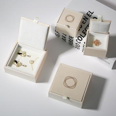 China Nordic Velvet Jewelry Box Gold Foil Ring Display Case Luxury Packaging Plush Lining Magnetic Closure Jewelry Gift Box for sale