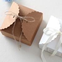 China Spot White Cardboard Box Square Leather Gift Box Folding Gift Wedding Candy Packaging Box Baking Box for sale
