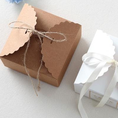 China Spot White Cardboard Box Square Leather Gift Box Folding Gift Wedding Candy Packaging Box Baking Box for sale