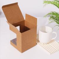 China Hot Selling Cup Gift Box Hollow Window Transparent Packaging Box Mug Packaging Kraft Paper Box Wholesale for sale