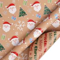 China Forest Christmas Wrap Snowman Woodland Gift Wrapping Paper Brown Kraft Eco Friendly Paper Rolled Packaging for sale