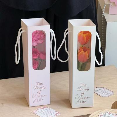China Flower Bag Transparent Window Gift Packaging Single Stem Bouquet Holder DIY Flower Arrangement Sleeve for sale