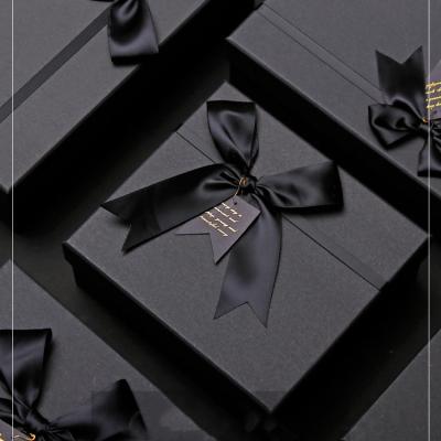 China Spot Wholesale Gift Box Black Bow Gift Box Top And Bottom Lid Gift Box Ribbon Gift Box for sale