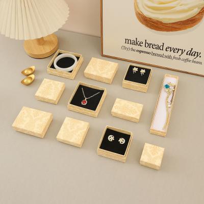 China Vintage Damask Jewelry Box Set Premium Gift Packaging Heaven Earth Lid Design Velvet Lining for sale