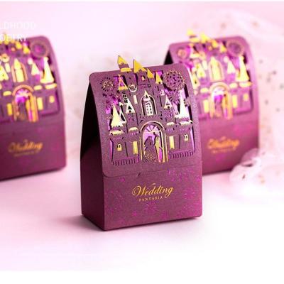 China ​​Fantastic Wedding Favor Box Set European Castle Laser Cut Design Crown Top Luxury Packaging Premium Candy Gift Boxes for sale