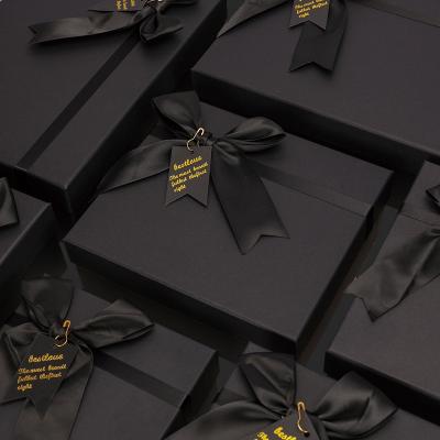 China Black Gift Box With Top And Bottom Cover Lipstick Perfume Packaging Box Custom Gift Box Gift Box for sale