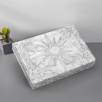 China Luxury Foil Stamped Garment Mailer Box Premium T-shirt Shipping Packaging Airplane Box Gold Foil Decoration for sale