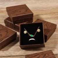 China Vintage Style Brown Wood  Grain Jewelry Box Gift Box For Bracelets & Necklaces Gold Foil Stamping Logo Available for sale
