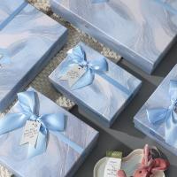 China Ink Blue Bow Gift Box Birthday Gift Box Gift Box With Top And Bottom Cover Cosmetic Packaging Box Gift Box for sale