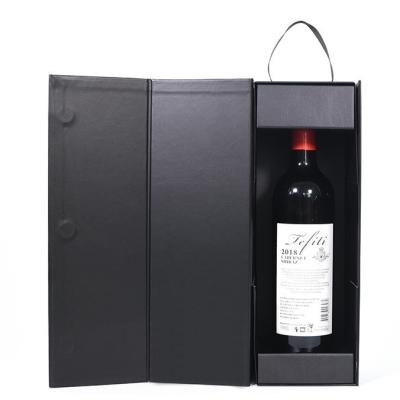 China One Piece Folding Box Red Wine Gift Box With Handle Ideal For Business Gifting for sale