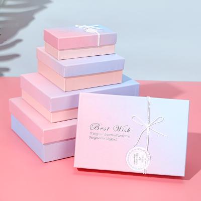 China Gradient Gift Box Premium Heaven Earth Lid Packaging Pastel Color Transition Design Luxury Cosmetic Jewelry Presentation Box for sale