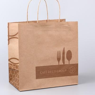 China Shopping Gift Packaging Bags Kraft Paper Handbags Takeaway Beverage Packaging Bags for sale