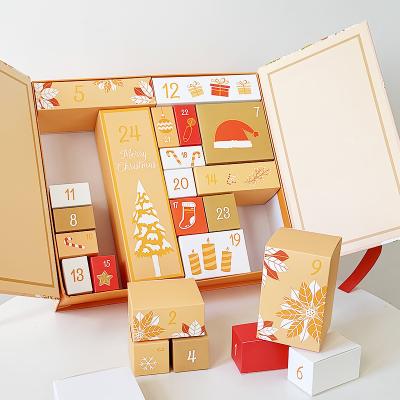 China Christmas Countdown Calendar Box Set Surprise Advent Packaging Numbered Gift Compartments Foldable Empty Ox For DIY Gifting for sale