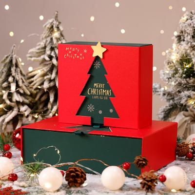 China Double Opening Christmas Gift Box Red Surprise Present Packaging Merry Christmas Happy New Year Print Empty DIY Gift Box For Xmas Eve for sale