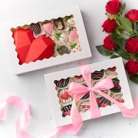 China Windowed Rectangle Bakery Box Transparent Display Packaging for Macarons Chocolate Cakes Cushioned Interior Premium Dessert Gift Box for sale