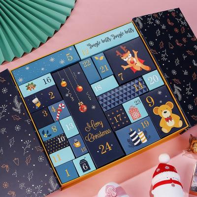 China Christmas Countdown Calendar Box Set 24 Day Advent Surprise Packaging Festive Gift Candy Organizer for sale