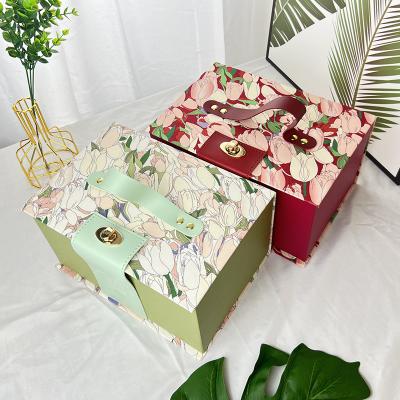 China Tulip Wedding Favor Box Set Luxury Leather Handle Packaging Bridesmaid Gift Candy Boxes Empty Premium Presentation Boxes for sale