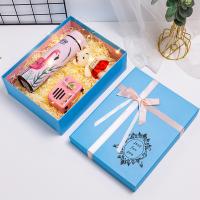 China Rectangular Blue Gift Box With Top And Bottom Lid And Bow Perfect For Gift Wrapping for sale