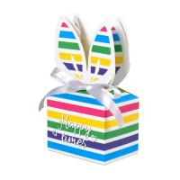 China Colorful Square Cute Rabbit Gift Box Easter Wrapping Paper Box In Stock Candy Paper Packaging Box for sale