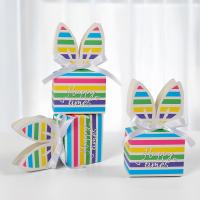 China Colorful Square Cute Rabbit Gift Box Easter Wrapping Paper Box In Stock Candy Paper Packaging Box for sale