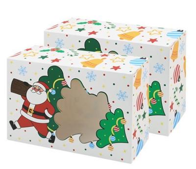 China Christmas Window Gift Box Set Snowman Santa Gingerbread Patterns Clear Viewing Windows Multi Size Present Boxes for sale
