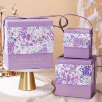 China Floral Gift Box Set Elegant Handled Wedding Birthday Favor Packaging Leather Carry Straps Empty Kraft Box Collection for sale