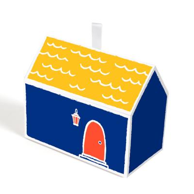 China Colorful House-Shaped Folding Box Packaging For Cookies Color-Matching House-Shaped Packaging Box For Cookies for sale