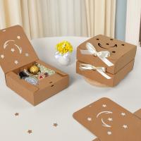 China Simple Hollowed-Out Square Star And Moon White Bow Gift Box Flip-Top Folding Square Gift Box for sale
