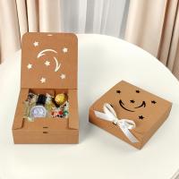 China Simple Hollowed-Out Square Star And Moon White Bow Gift Box Flip-Top Folding Square Gift Box for sale