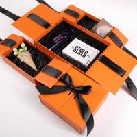China Double-Opening Bow Gift Box Exquisite Double-Opening Gift Box Cosmetic And Holiday Gift Packaging Box for sale