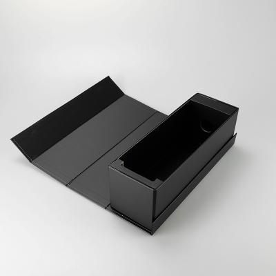 China Custom Printable Side-Flip Foldable Wine Box – Collapsible Black Packaging For Red Wine & Premium Beverage Gifting for sale