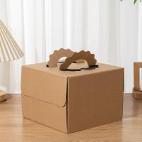 China Eco Friendly Kraft Cake Boxes Single Double Layer With Wave Handles Birthday Wedding Cake Packaging Sturdy Transport Safe Design for sale
