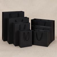 China Black Gift Bags Paper Bags Clothing Tote Bags Wholesale Black Cardboard Bags With Logo Printing for sale